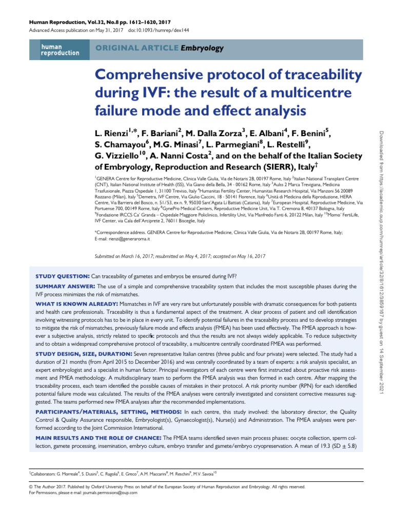 Comprensibe Protocol of Traceability During IVF | PDF | In Vitro Fertilisation | Reproduction
