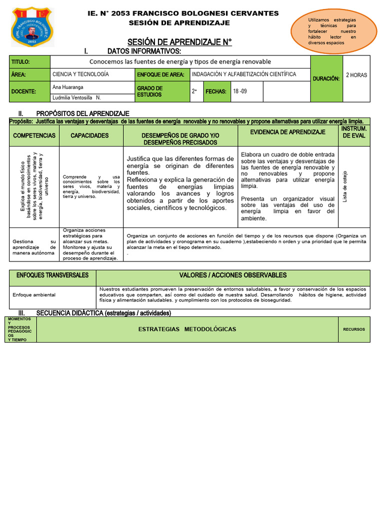 Sesion Conocemos Las Fuentes de Energia | PDF | Energía renovable ...
