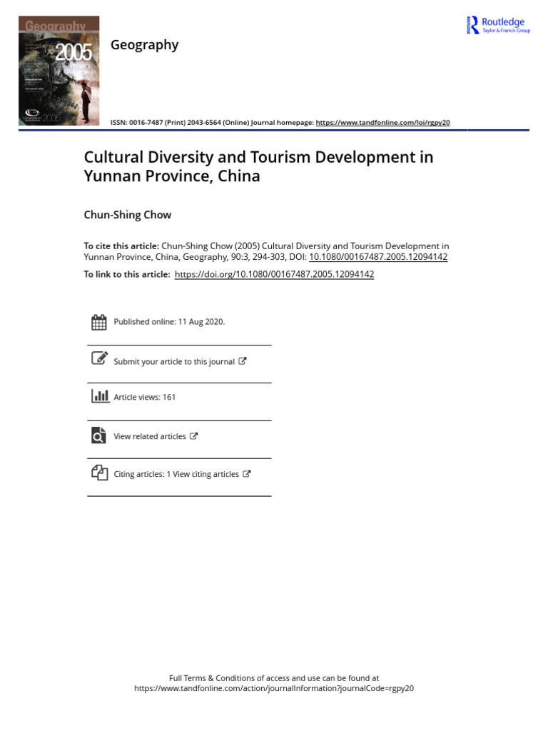 Article 1 - Cultural Diversity and Tourism Development in Yunnan ...