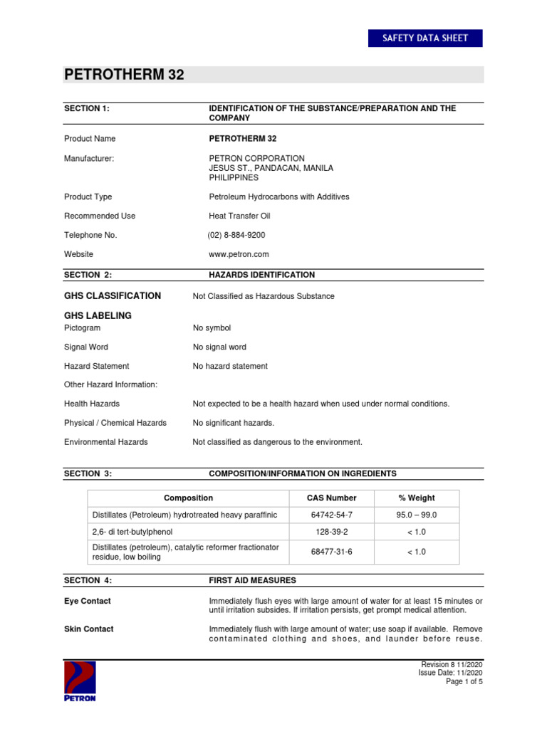 SDS Petrotherm 32 | PDF