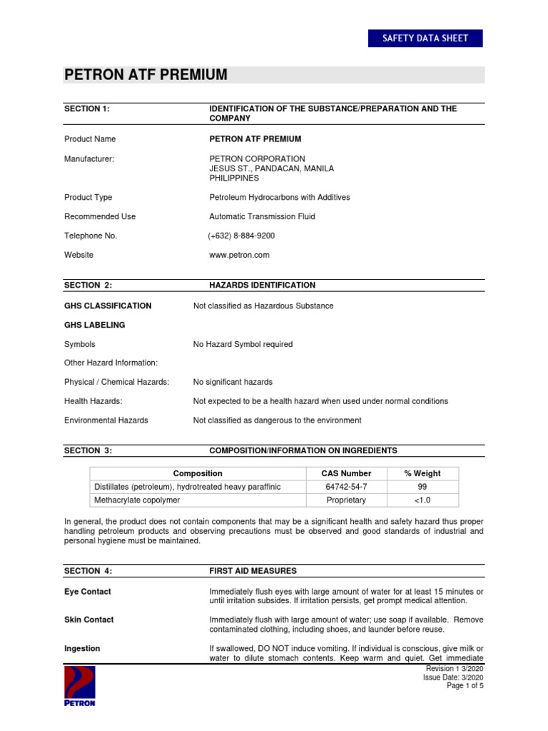 Sds Atf Premium | PDF