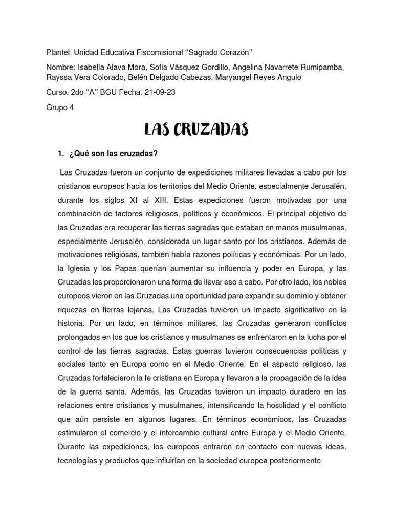 Informe de Las Cruzadas | PDF | Cruzadas | imperio Bizantino