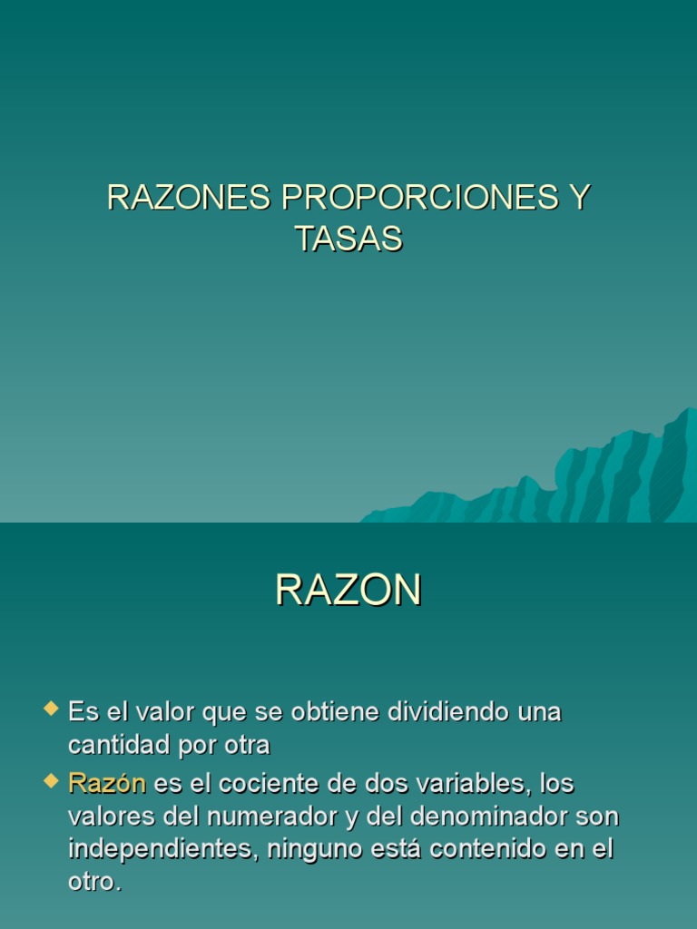 Diferencias entre Razón, Proporción y Tasa | PDF