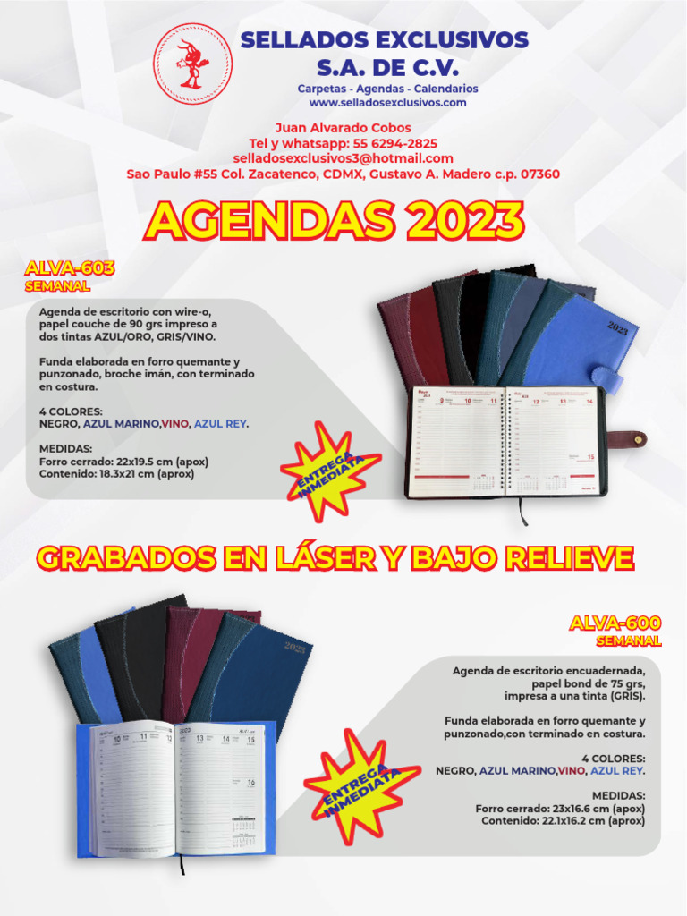Agendas y Calendarios 2023 Personalizados | PDF