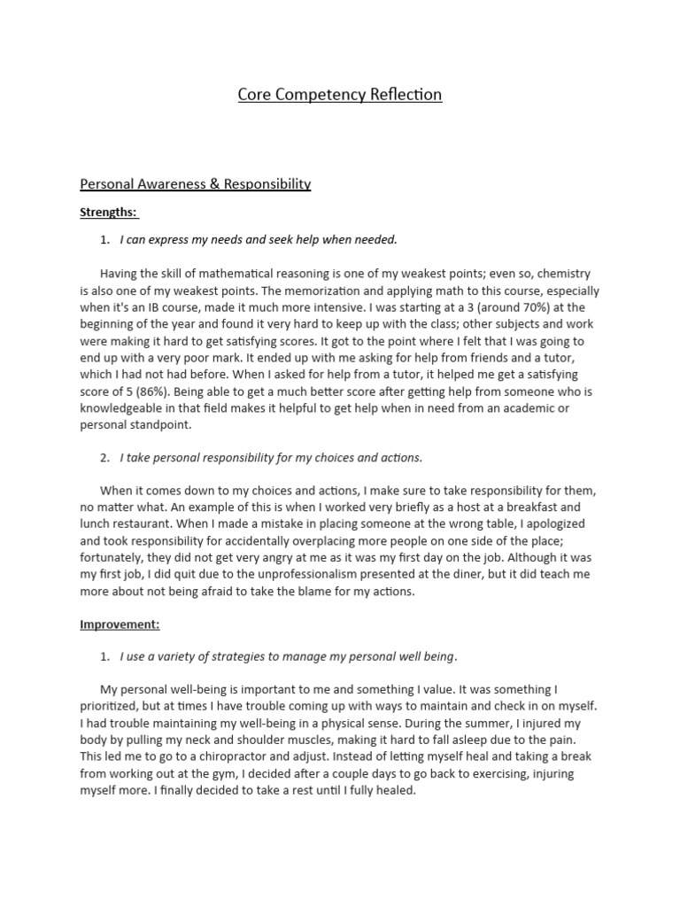 Core Competency Reflection | PDF