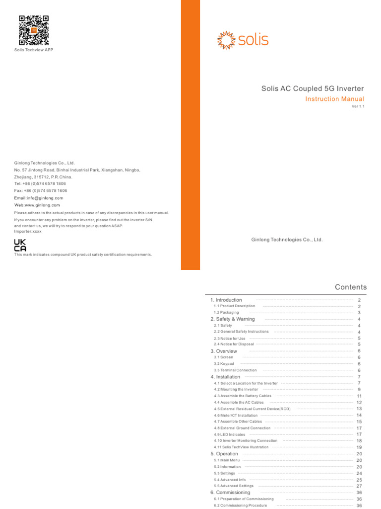 Solis Manual RAI-3K-5G ENX V1.1 (20221205) | PDF