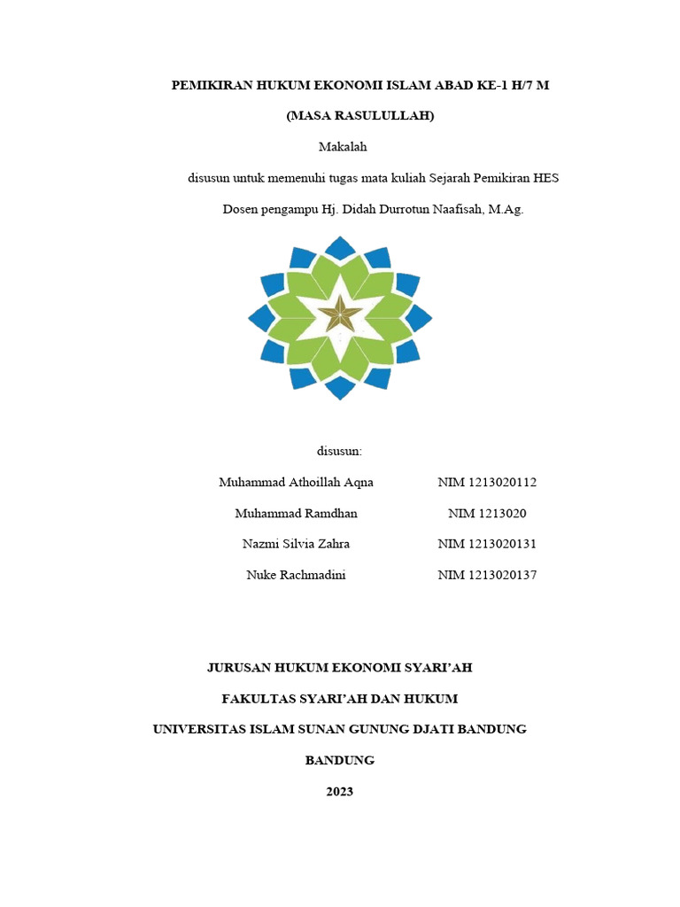 Pemikiran Ekonomi Islam Abad 1 H | PDF | Politik | Agama & Spiritualitas