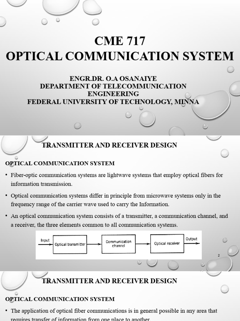 CME 717 Optical Communication System | PDF | Fiber Optic Communication ...