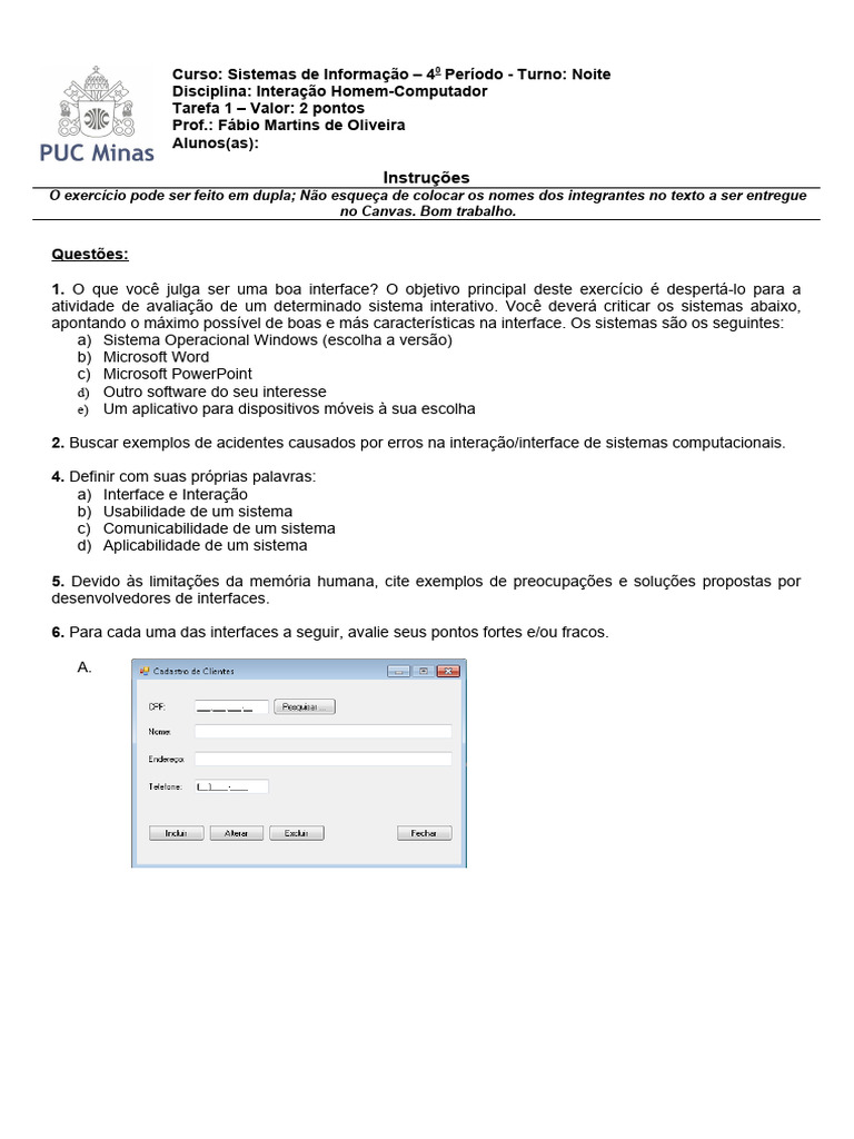 Atividade Avaliativa 1 IHC | PDF
