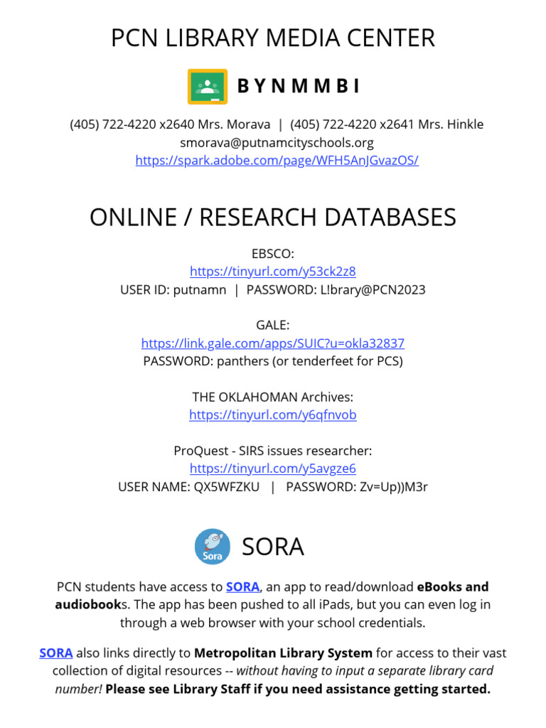 Library - Two Page Reference Sheet | PDF