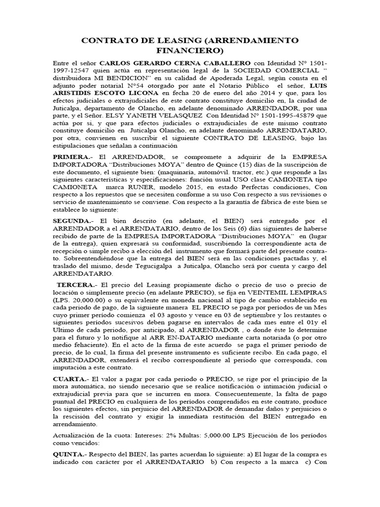 Contrato de Leasing | PDF