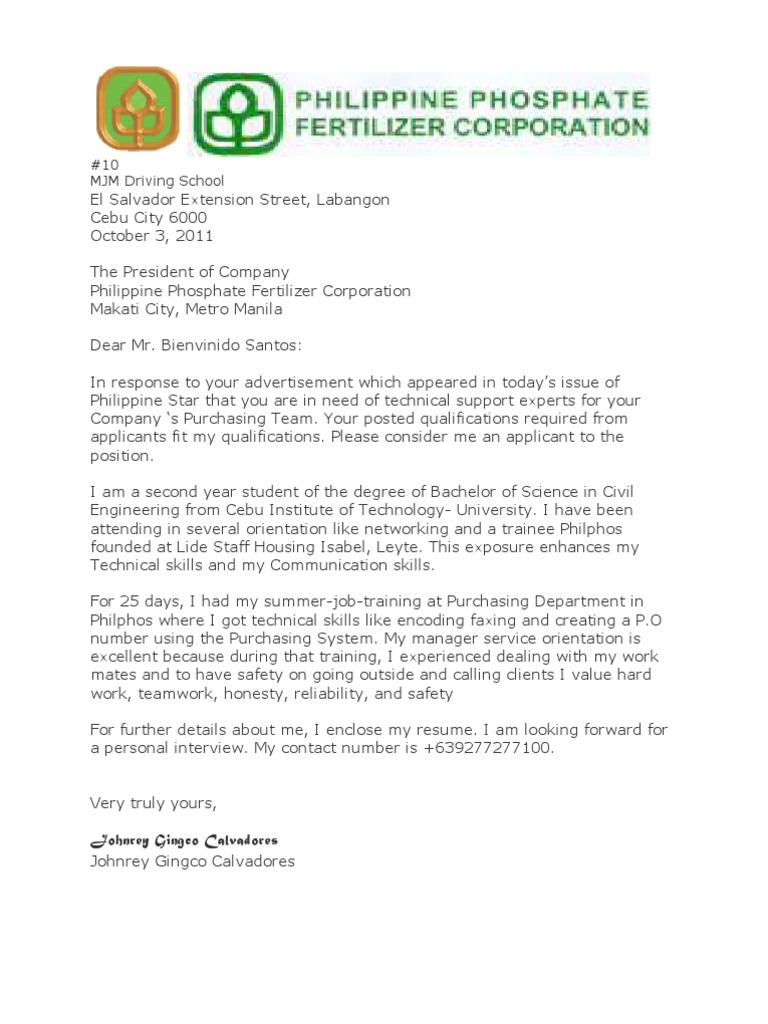 Sample Solicited Application Letter For Tecnical Writing | PDF ...