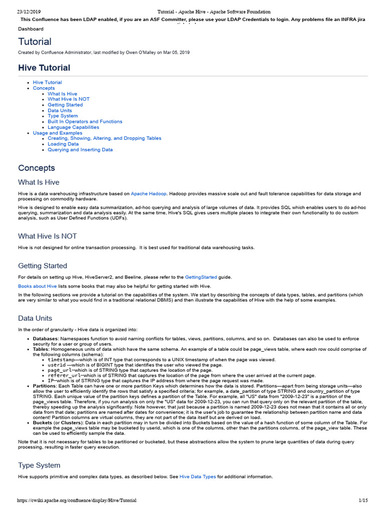 Tutorial Apache Hive Apache Software Foundation Pdf Computers 6588
