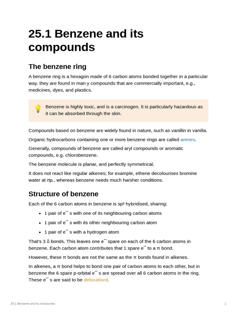 Benzene and Its Compounds | PDF