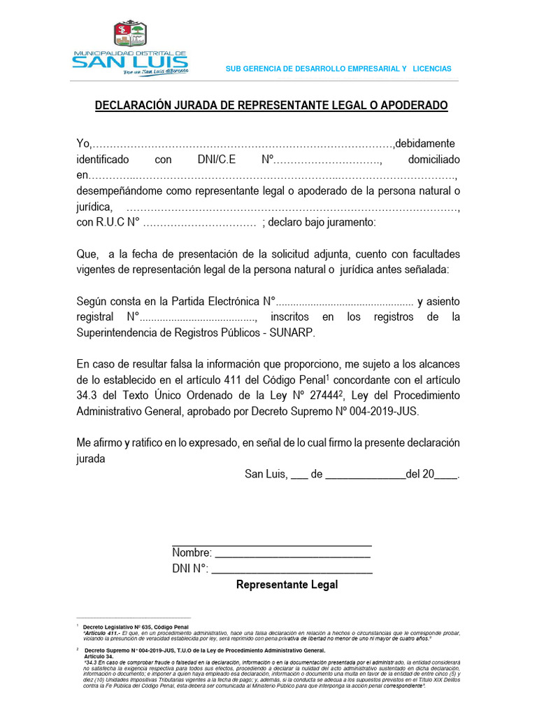 DJ de Representante Legal Apoderado | PDF | Gobierno | Justicia