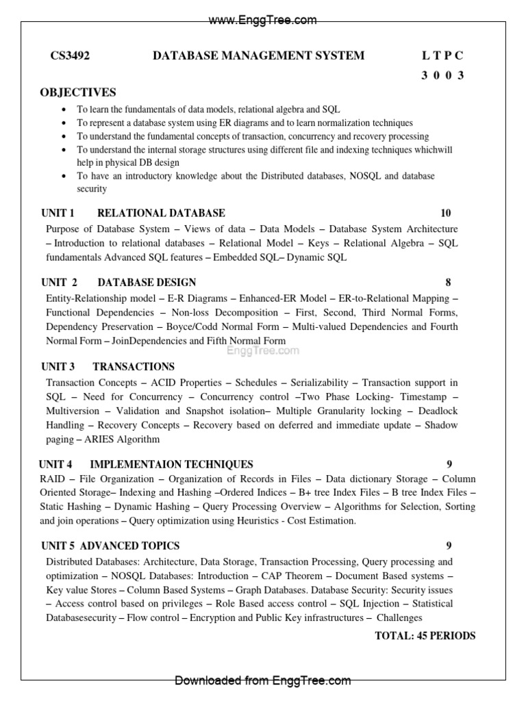 CS3492 Database Management Systems Two Mark Questions 1 | PDF | Databases | Relational Database