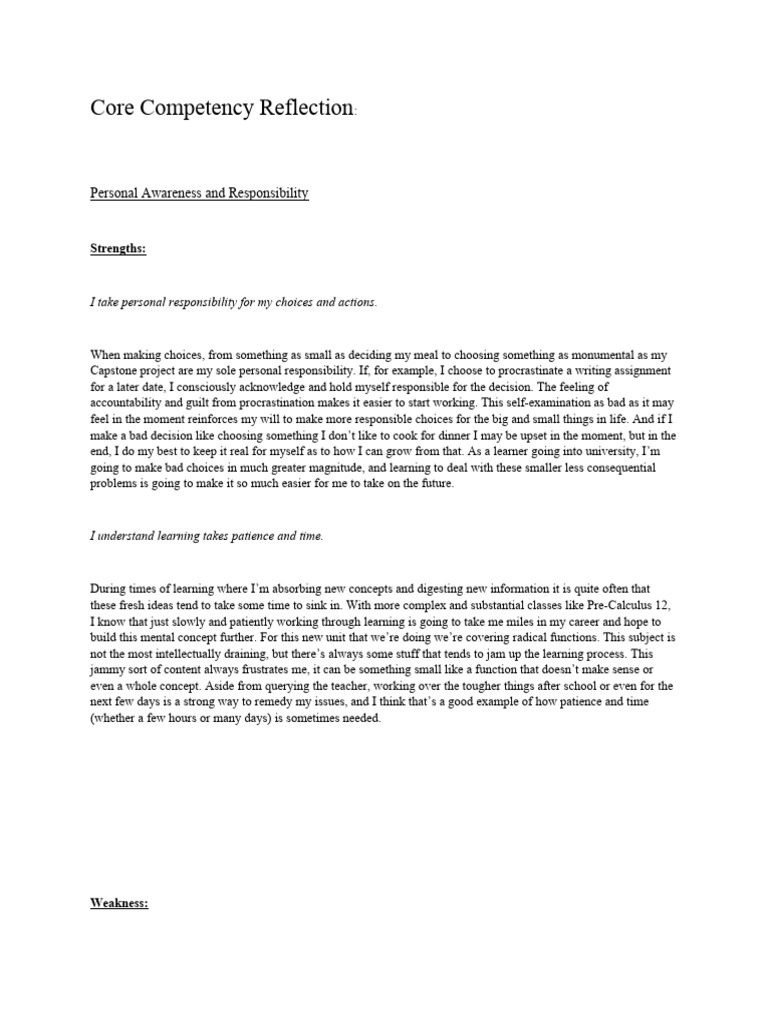 Core Competency Assessment | PDF | Career & Growth | Self-Improvement