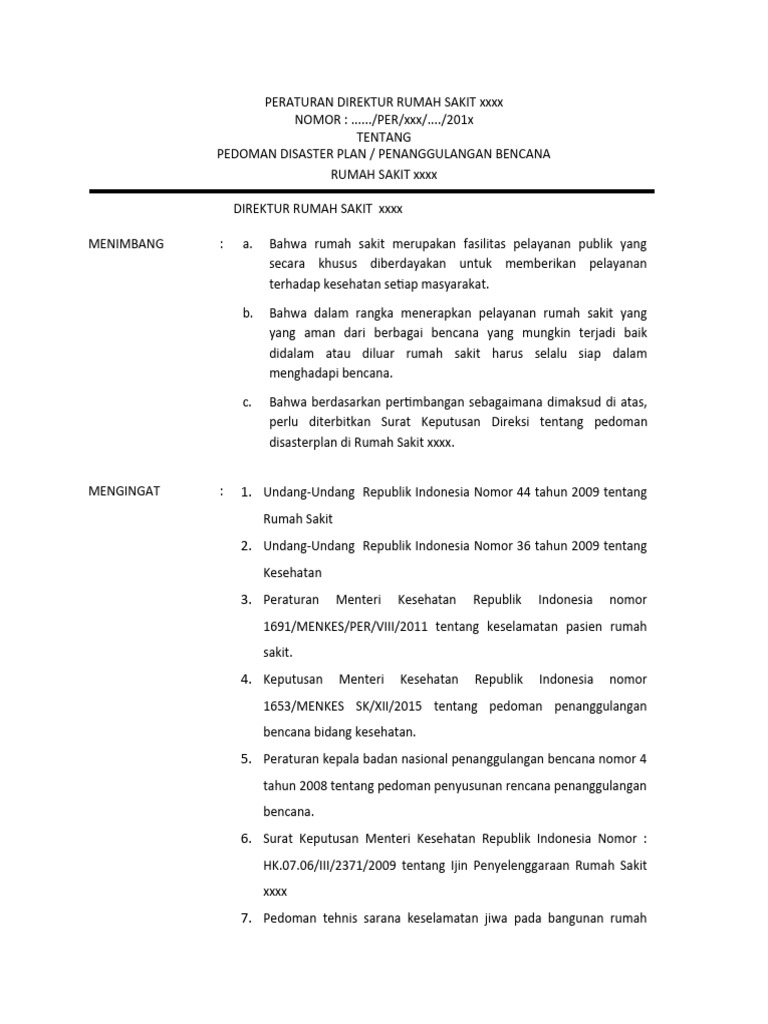 SK Pedoman Disaster Plan | PDF