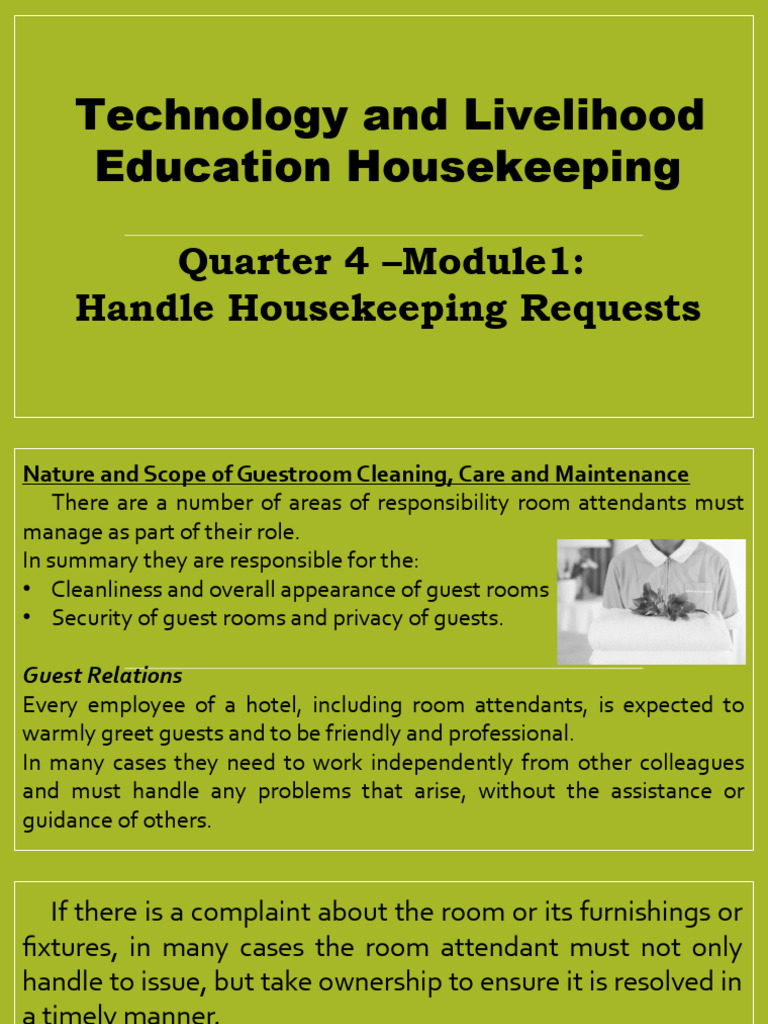 Lesson 10 Handle Housekeeping Requests | PDF