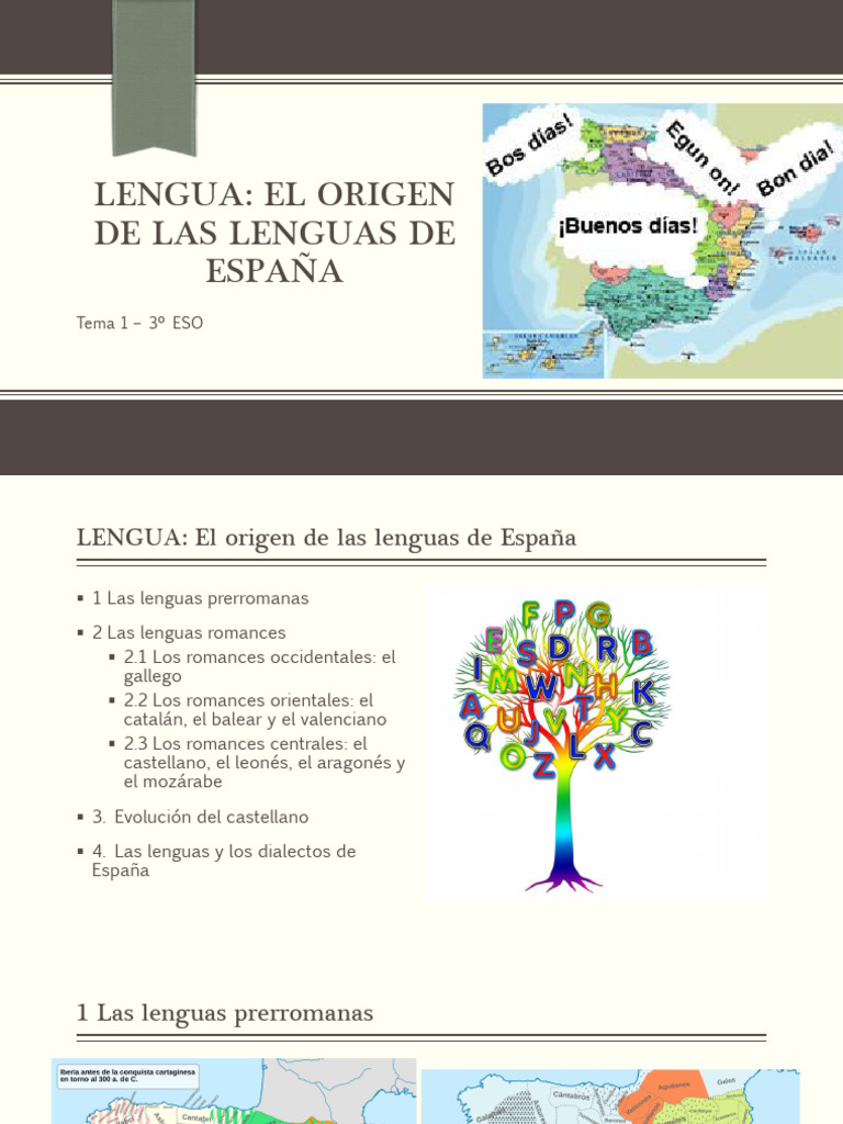 Tema 1 3º ESO Lengua - El Origen de Las Lenguas de España | PDF