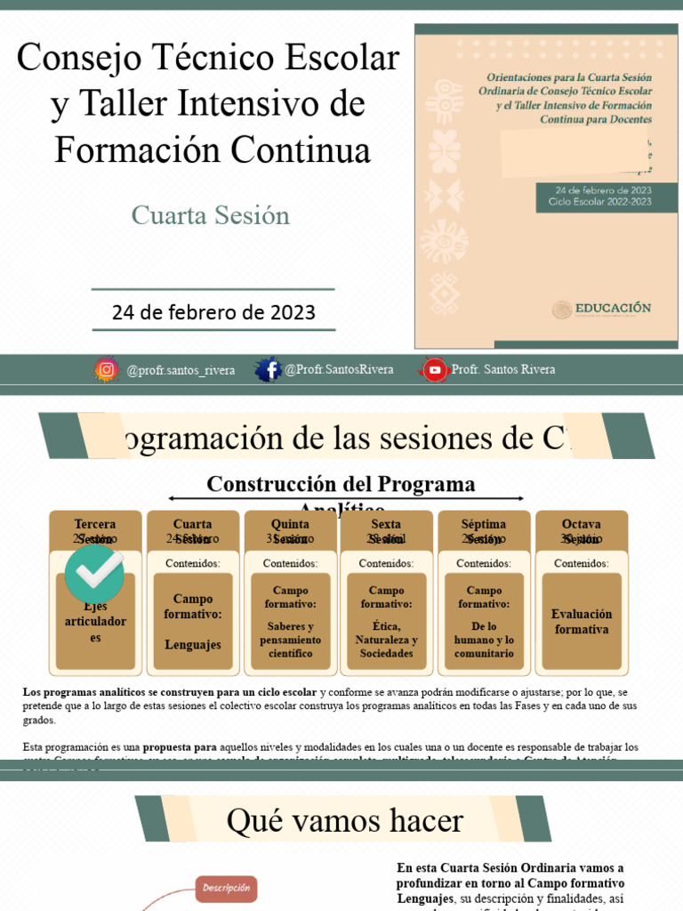 Cuarta Sesión De Consejo Técnico Escolar Pdf