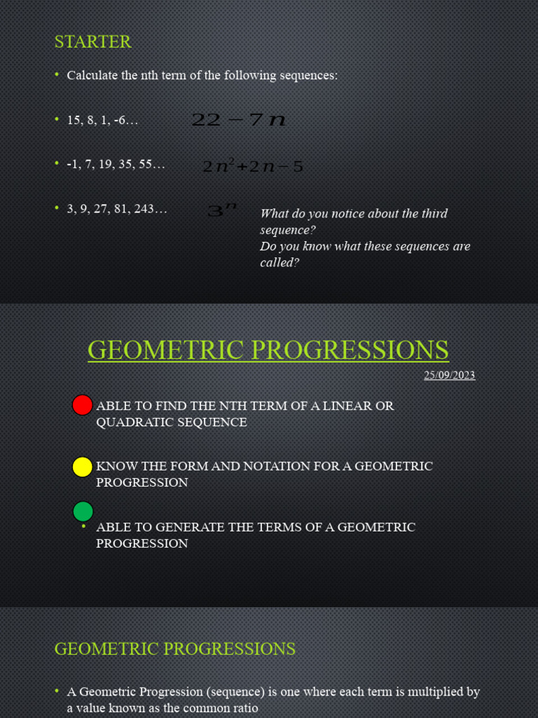 Geometric Progressions - NEW GCSE | PDF | Mathematics | Mathematical Analysis