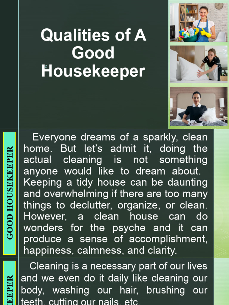 Lesson 8 Qualities of A Good Housekeeper | Download Free PDF ...