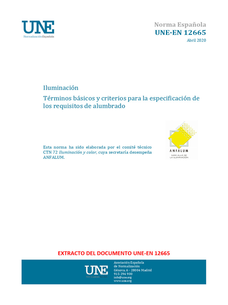 UNE 12665 Iluminacion | PDF