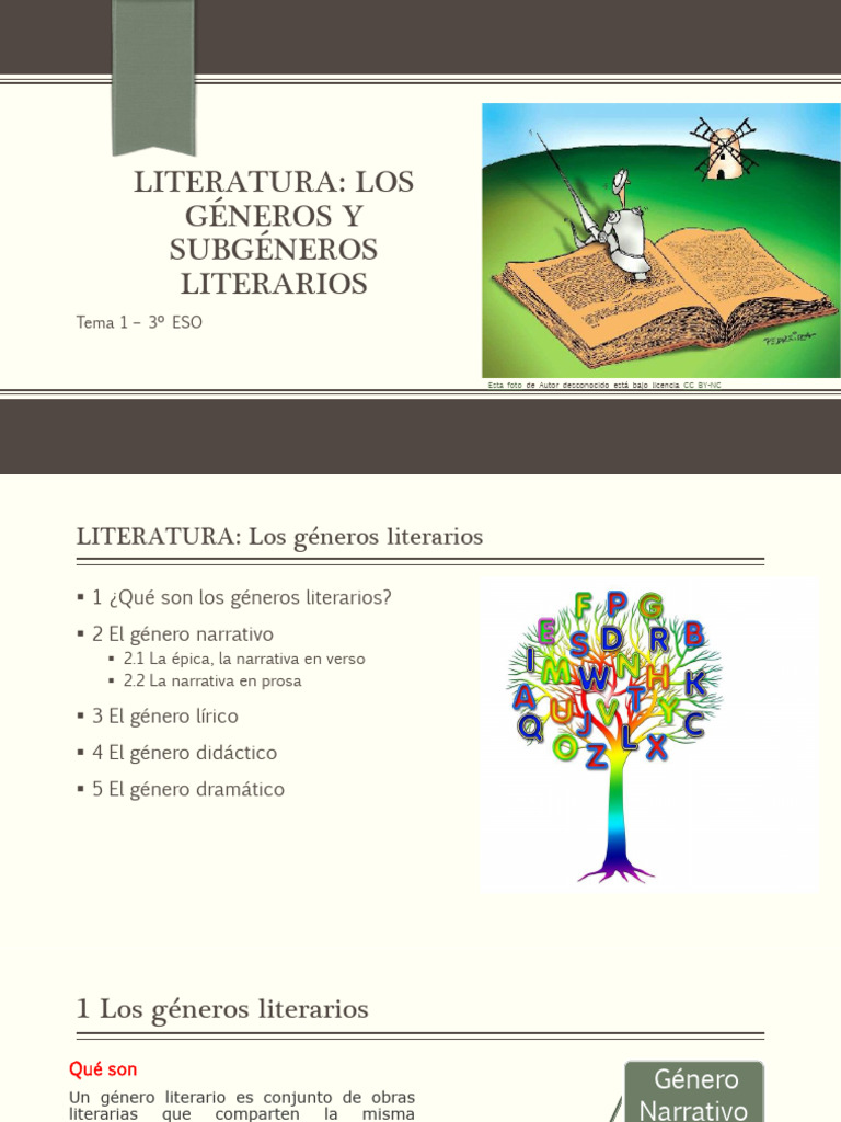 Géneros y subgéneros literarios 1 ESO | PDF | Ficción general
