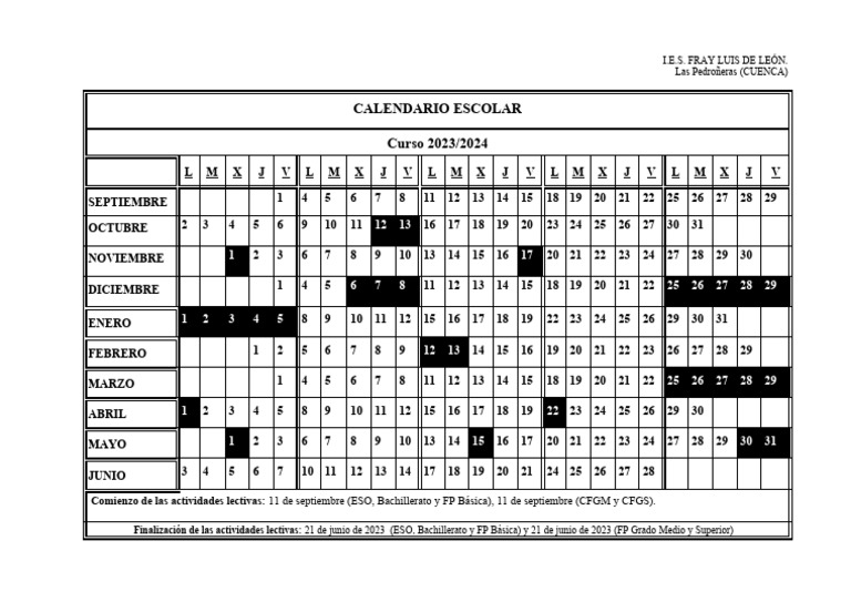 Calendario General 23 24 | PDF