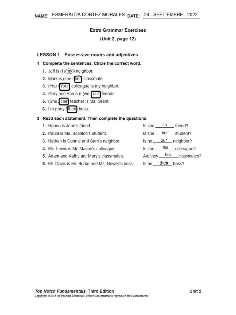 UNIT - 02 - Extra - Grammar - Exercises RESUELTA | PDF | Morphology ...