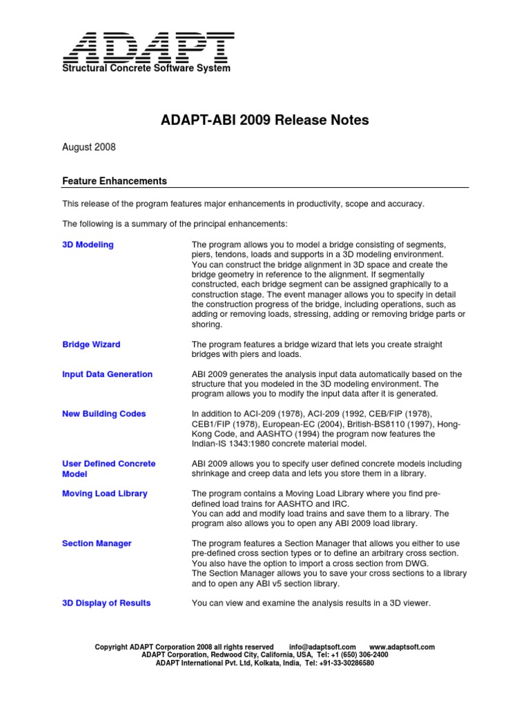Release Notes ABI 2009 | PDF | Prestressed Concrete | Library (Computing)