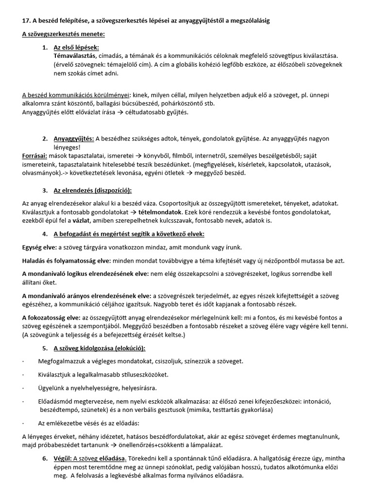 A Beszéd Felépítése | PDF