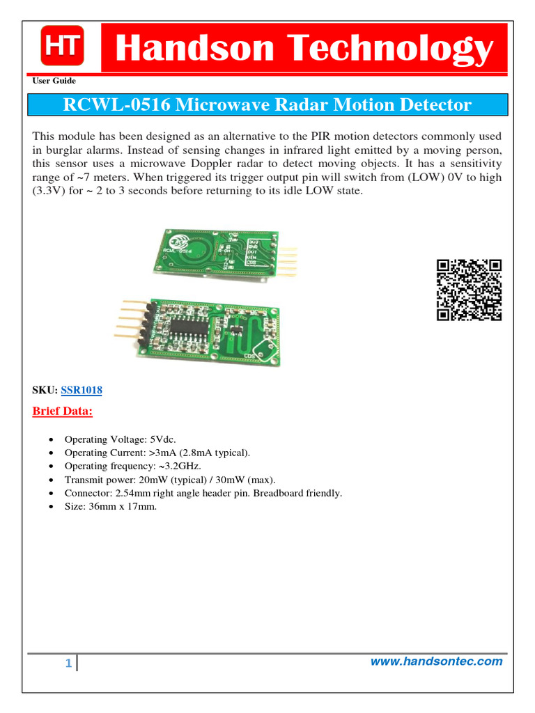 Microwave Distance Sensor Datasheet | PDF | Microwave | Electricity