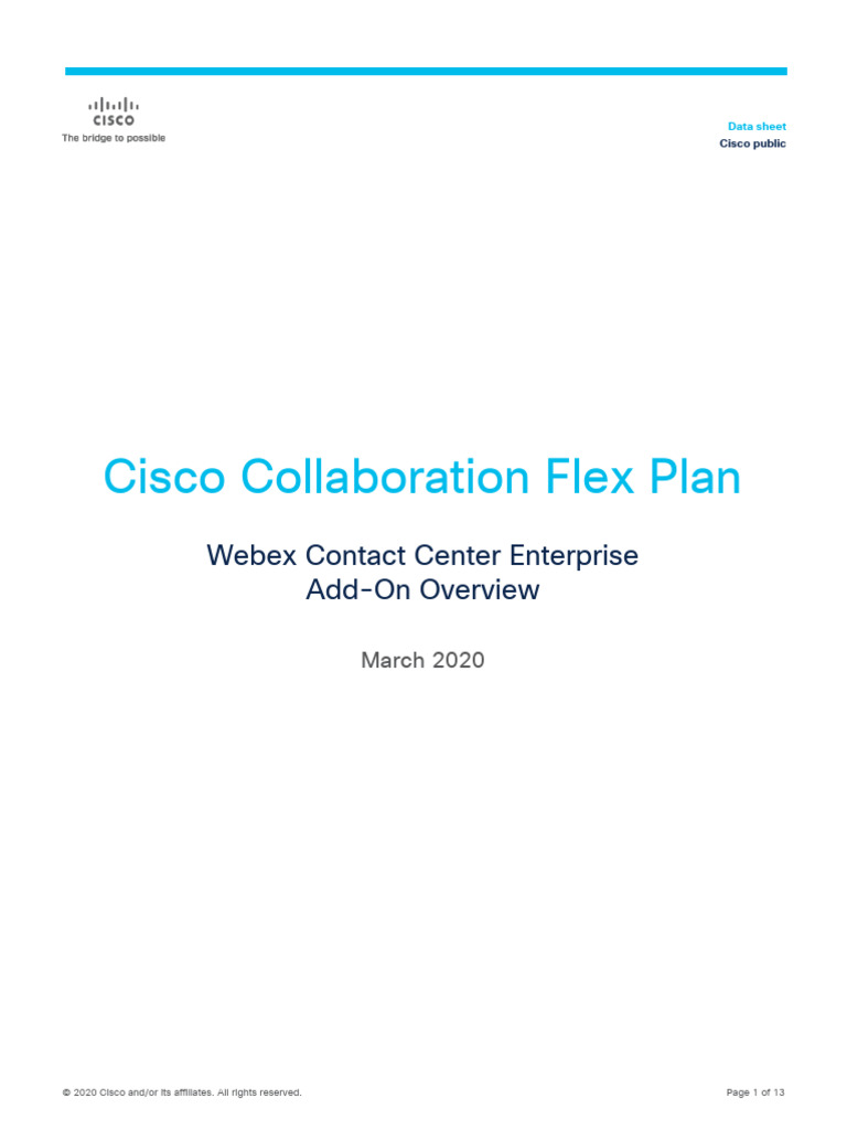 Webex Contact Center Enterprise Add-On Overview | PDF | Cloud Computing ...
