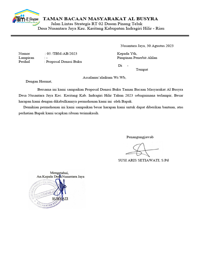 Proposal TBM Al Busyra (Penerbit Ahlan) | PDF