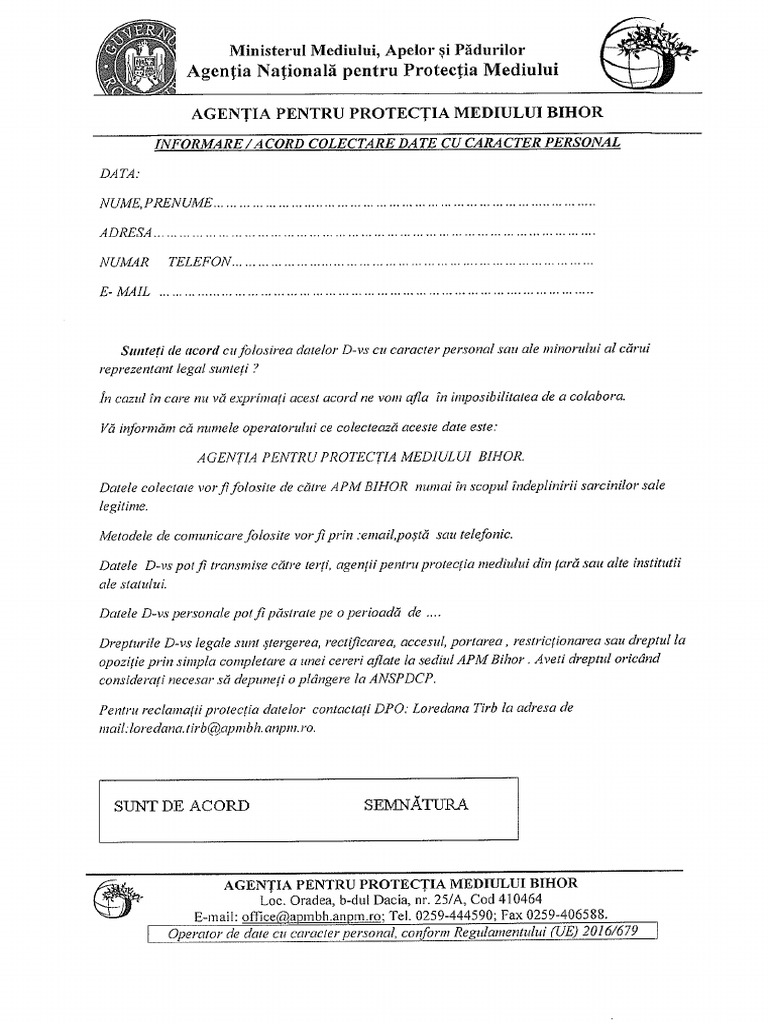 Acord Date Cu Caracter Personal | PDF