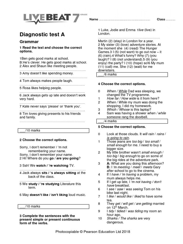 Lb7 Diagnostic Test 2019 Pdf