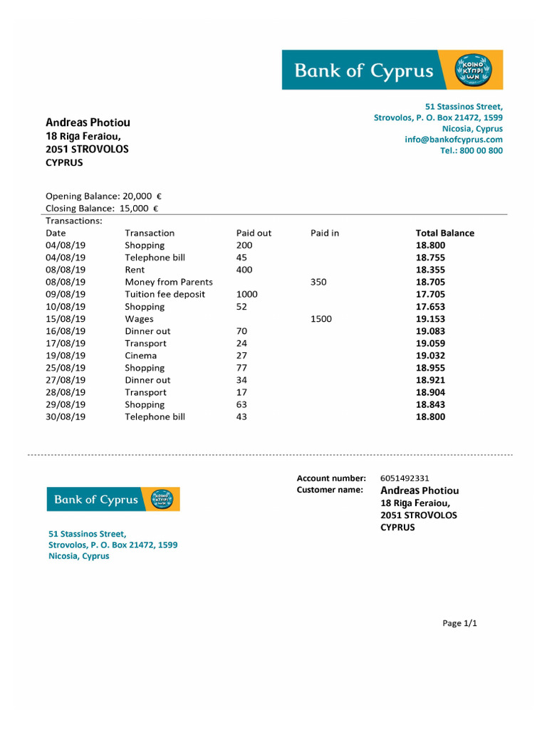 Bank Statement | PDF