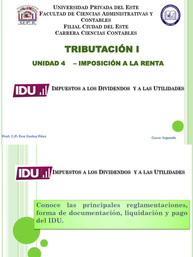 Impuesto A Los Dividendos y Utilidades - IDU | PDF | Dividendo | Impuestos