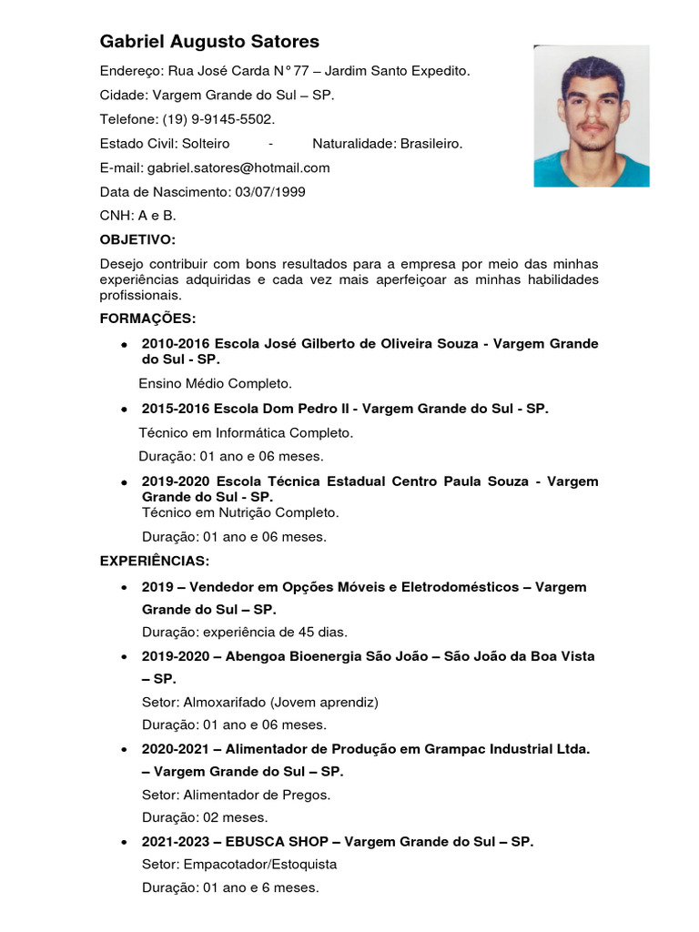 Curriculum de Gabriel Satores | PDF