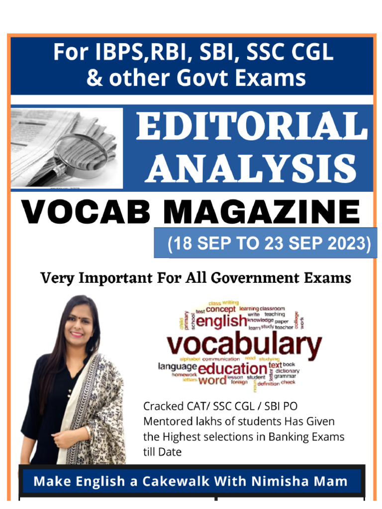 Weekly Editorial Vocabulary Magazine by Nimisha Mam 18 To 23 Sep | PDF