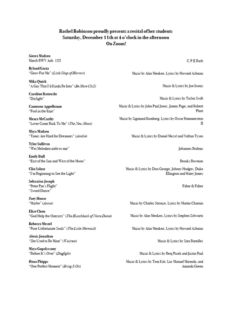 Recital Program 12:11:21 | PDF | Musicians