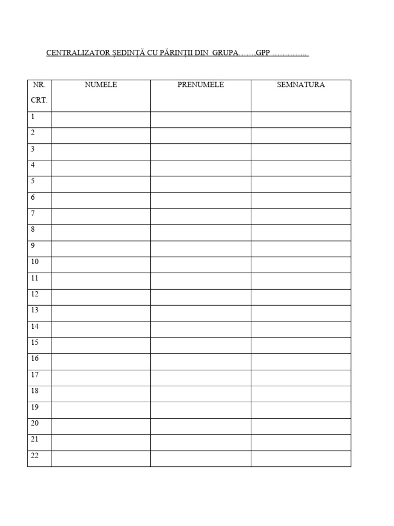 Proces Verbal Tabel Sedinta Cu Parintii | PDF