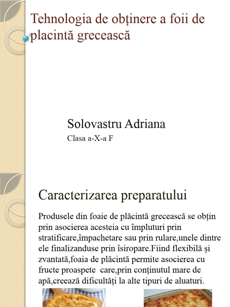 Tehnologia de Obtinere A Foilor de Placinta Greceasca | PDF