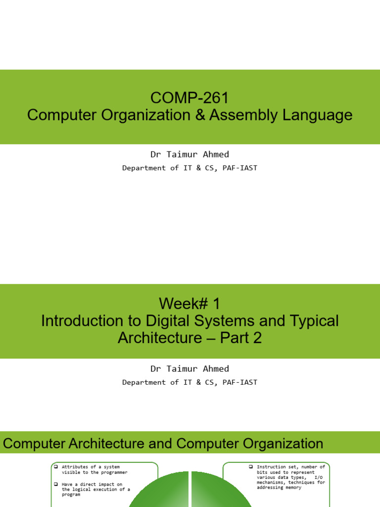 Week 1 - Lecture 2 - Computer Organization and Prog Languages | PDF | Central Processing Unit ...