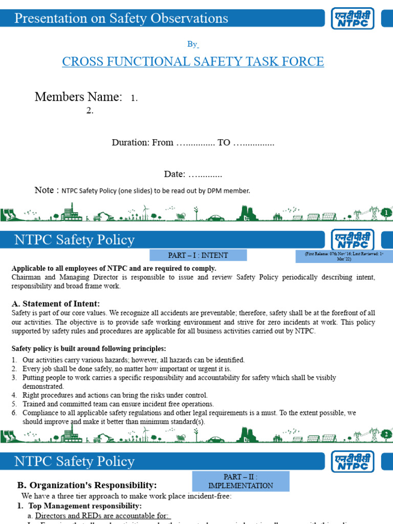 NTPC Safety Policy Overview | PDF | Safety | Policy