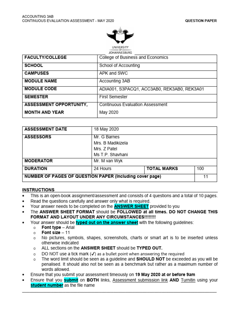 1 QUESTION PAPER Continuous Evaluation | PDF | Baggage | Business