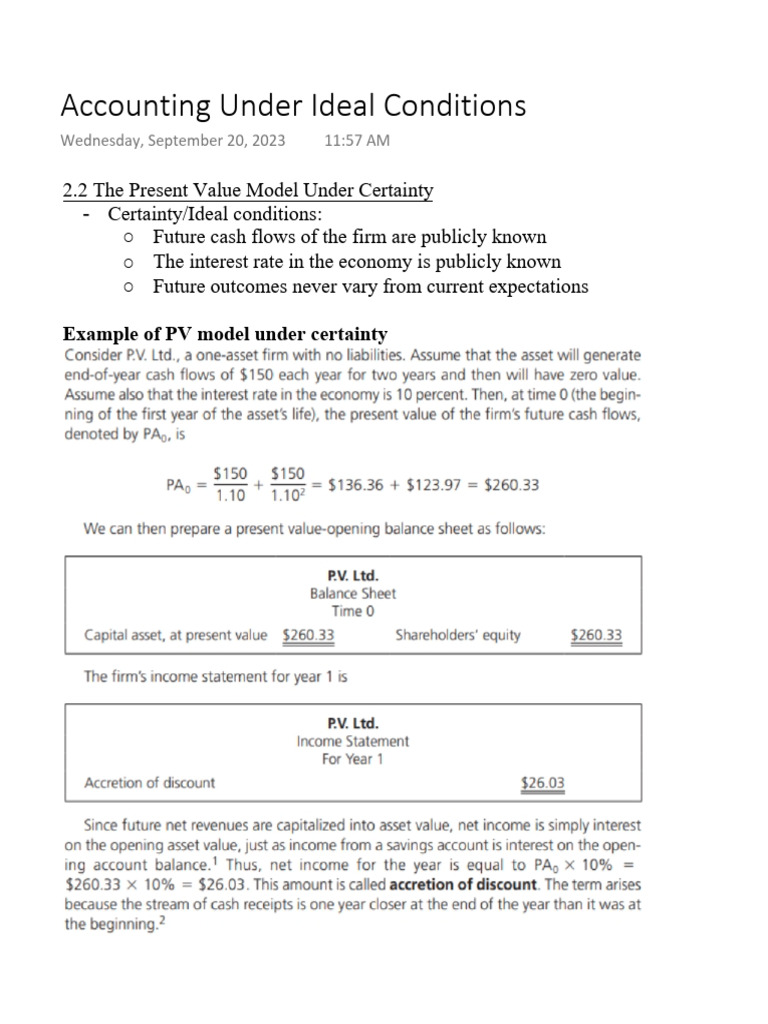 Accounting Under Ideal Conditions | PDF