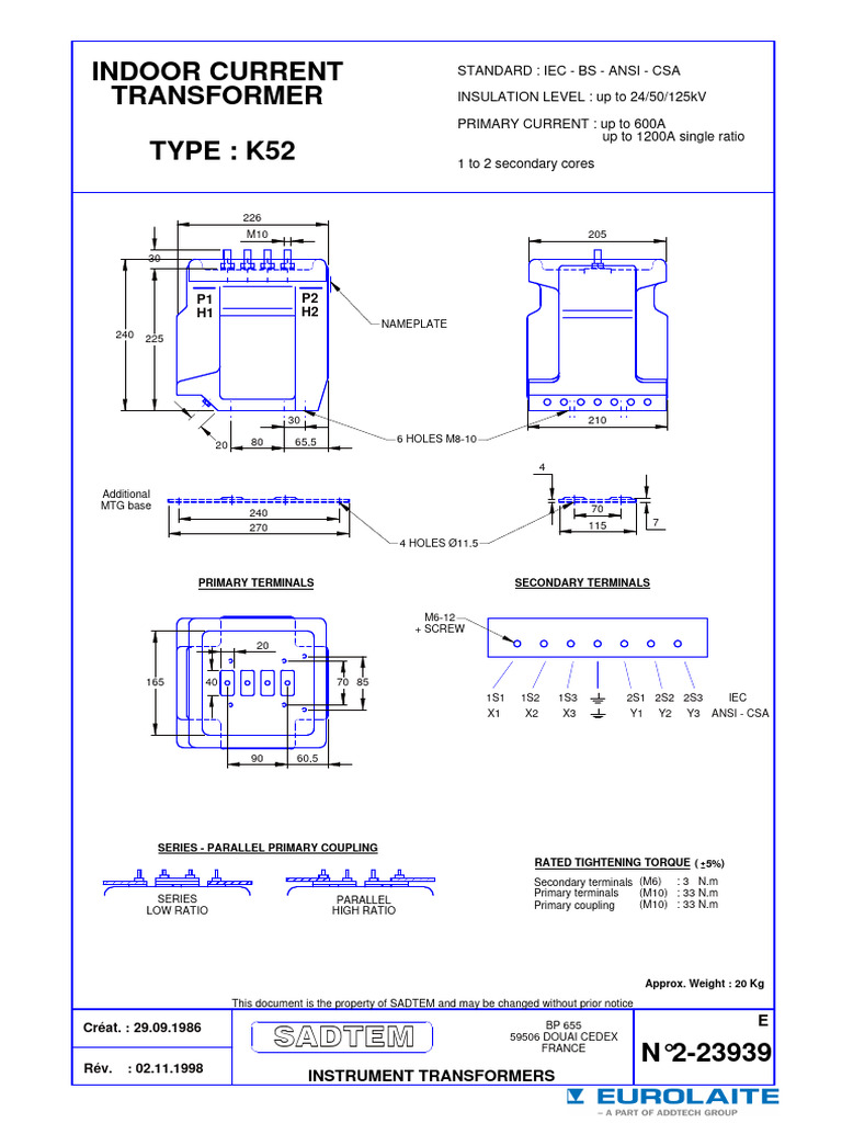 Sadtem - Catalogue - Transformateurs de Courant Intérieurs - 2009 | PDF ...